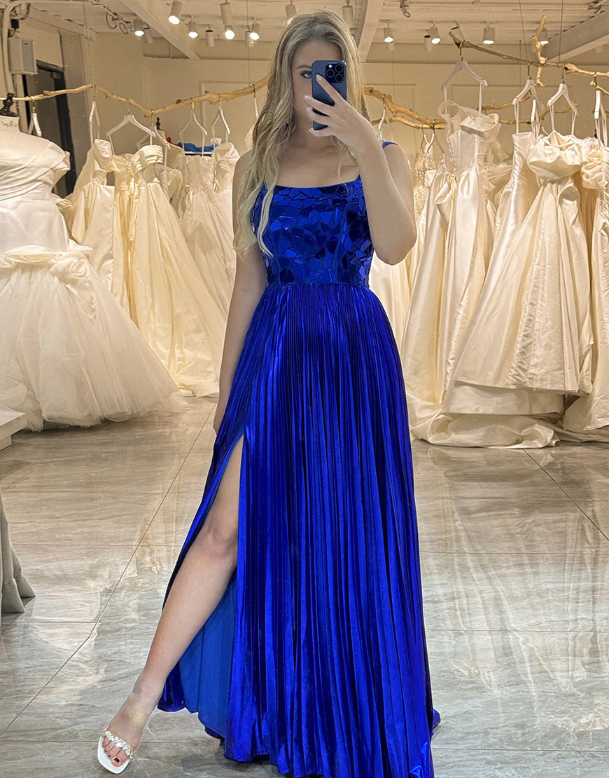 A-Line Mirror Long Prom Dress With Split – My Hers